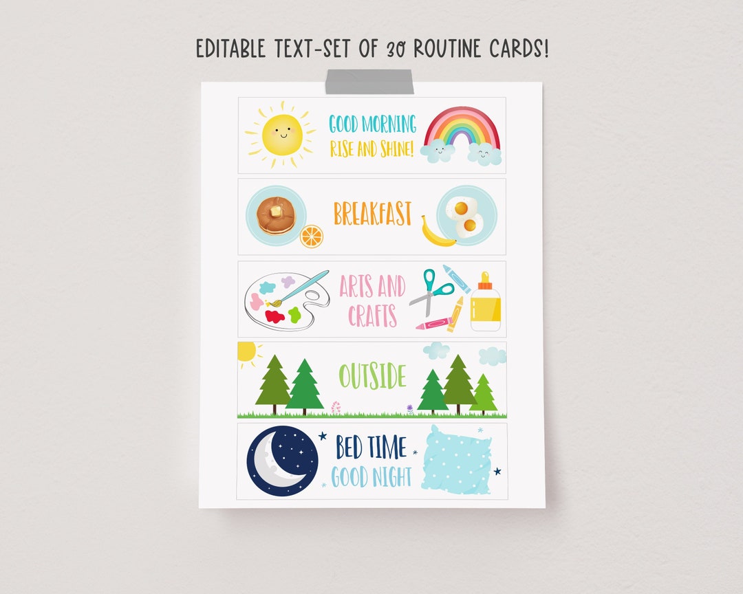 Editable Visual Schedule Visual Toddler Schedule Kids Daily Routine ...