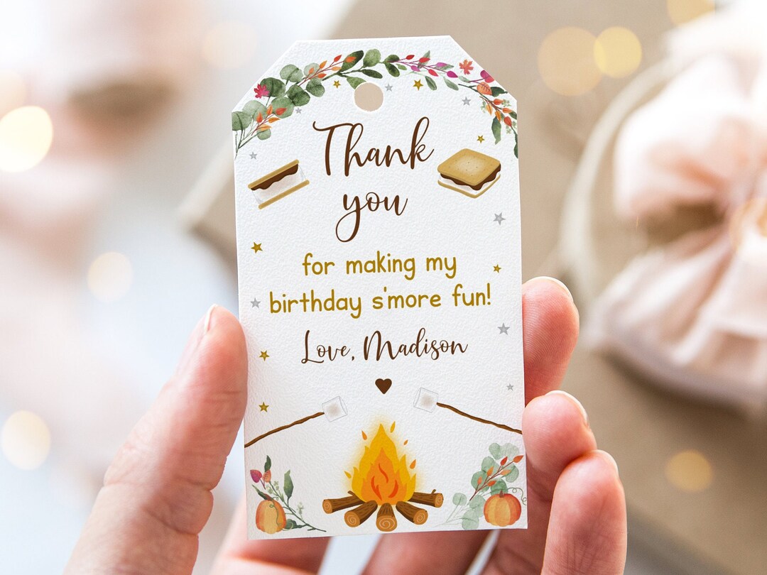 Editable Fall S'mores Birthday Thank You Tags Favor Tags S'more Fun S ...