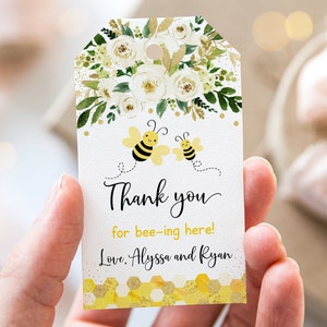 Editable Bee Party Favor Tags Thank You Tags Thanks for Bee-ing Here ...