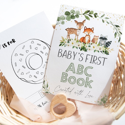 Baby's First ABC Book Baby Shower Game Alphabet Coloring - Etsy