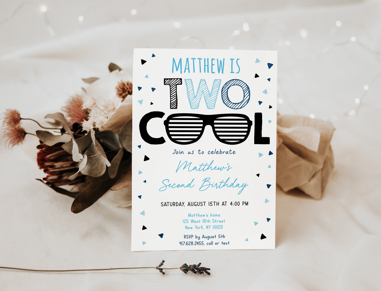 Editable Two Cool Birthday Invitation Two Cool Party - Etsy