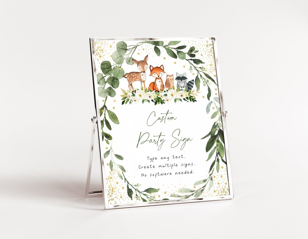 EDITABLE Woodland Baby Shower Sign Woodland Animals Forest - Etsy