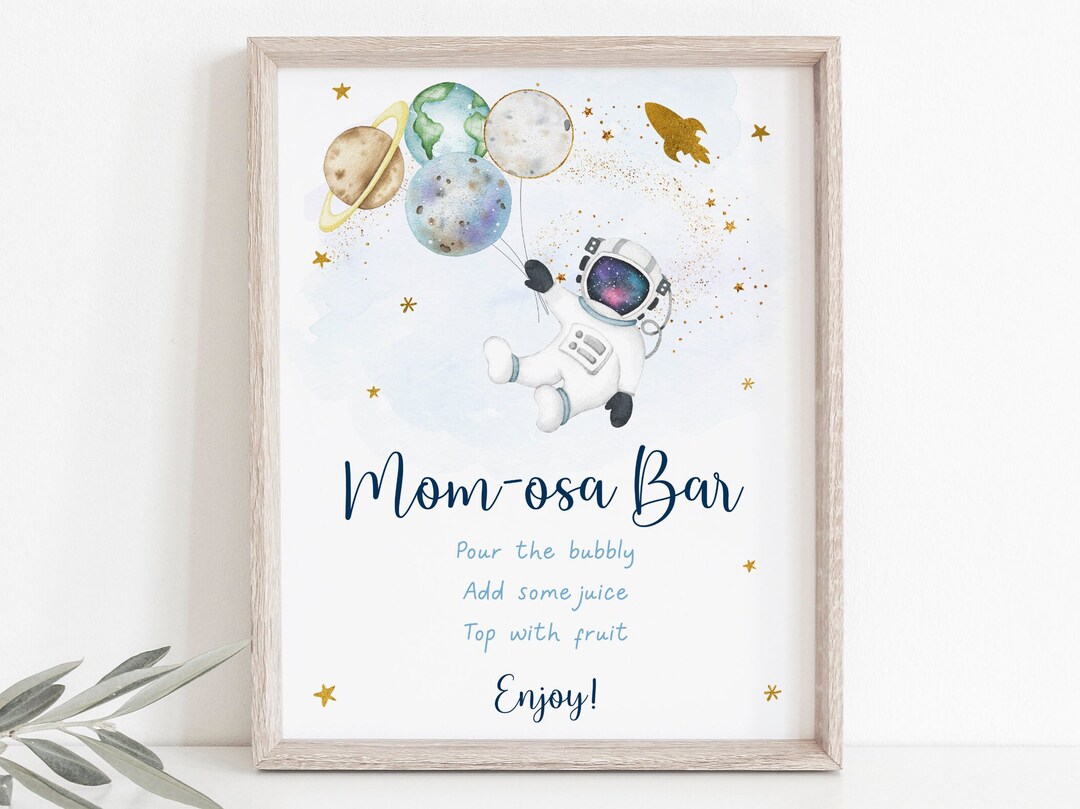 Galaxy Outer Space Mimosa Bar Sign Astronaut Blue Gold Boy - Etsy