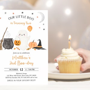 Editable Boo Ghost Second Birthday Invitation Boo Turning Two - Etsy