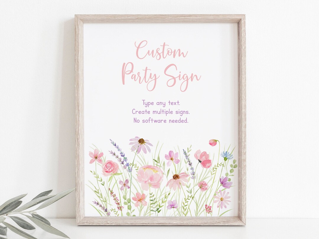 Editable Wildflower Birthday Party Sign Wildflower Baby Shower Wild ...