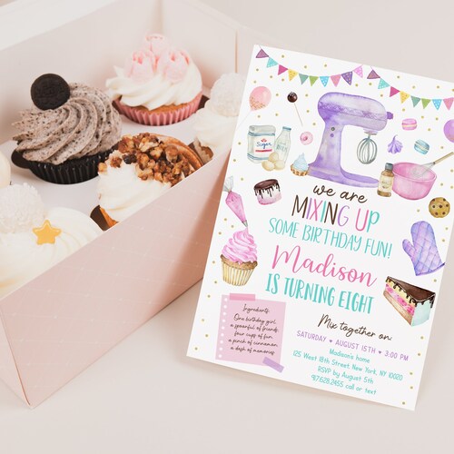 Editable Baking Birthday Party Invitation Kids Cooking - Etsy