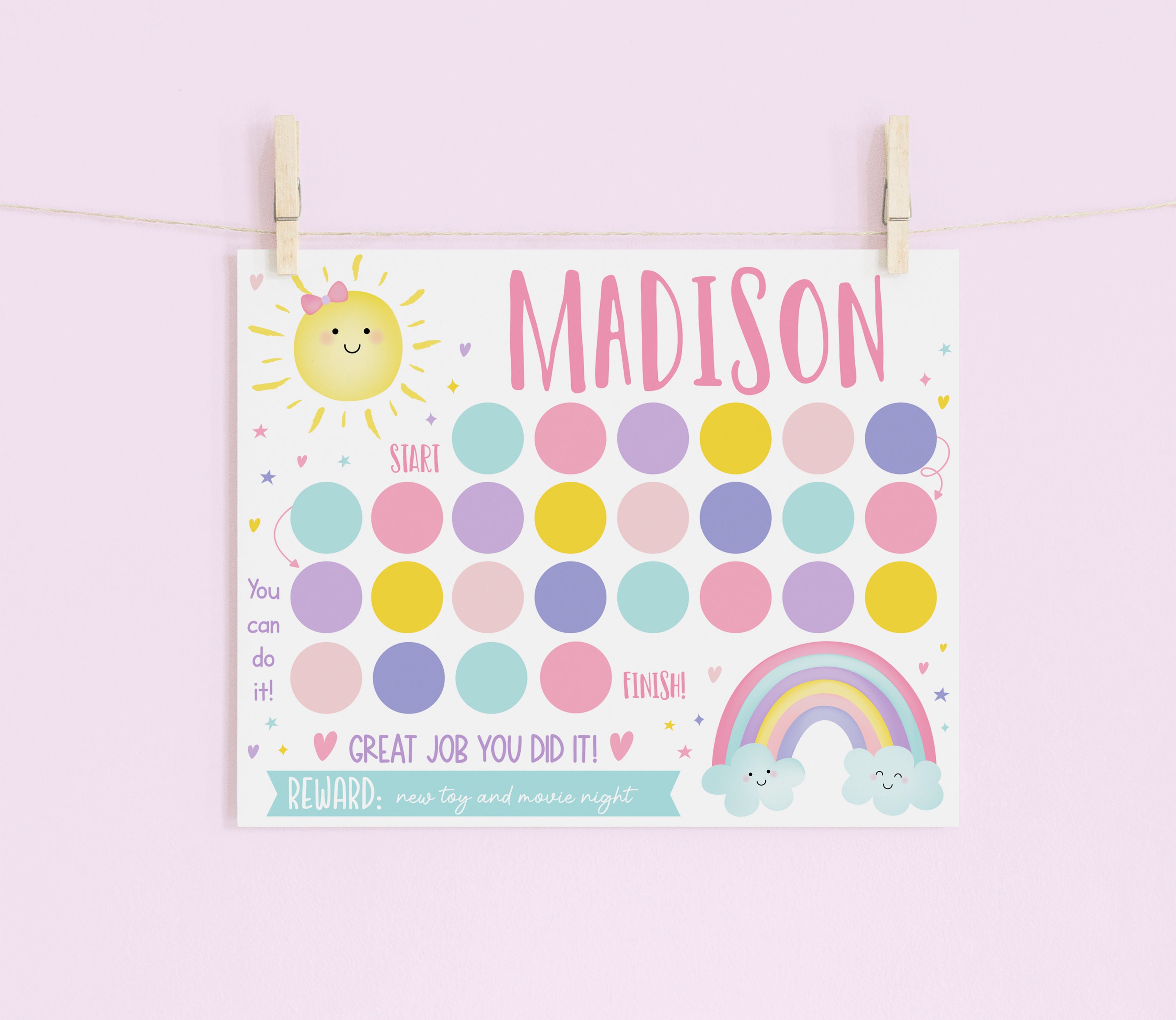 Editable Sunshine Rainbow Reward Chart Sunshine Sticker - Etsy Canada