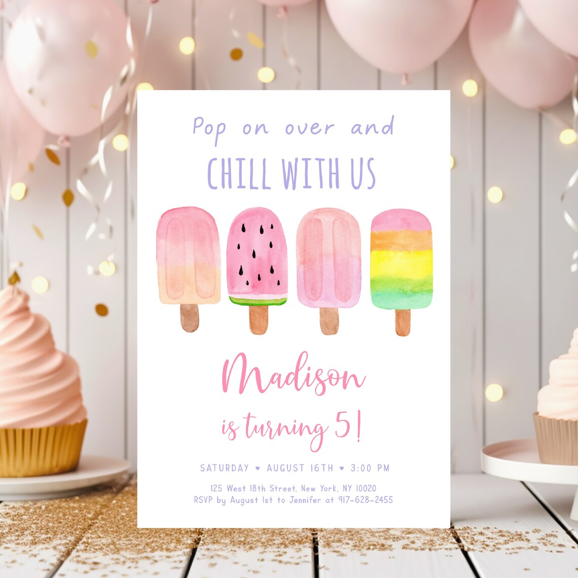 Editable Popsicle Birthday Invitation Popsicle Birthday Invite Pop on ...