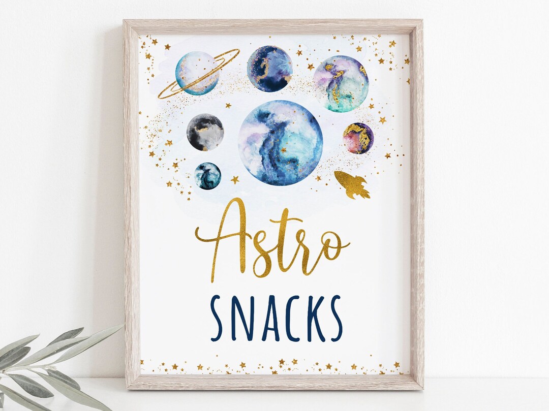 Astro Snacks Space Birthday Dessert Sign Snack Sign Galaxy Planets ...
