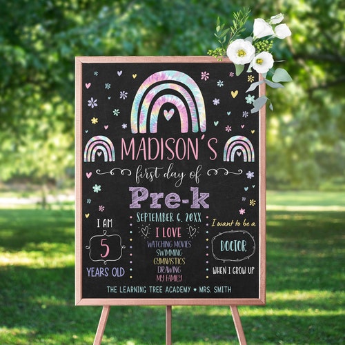 Editable First Day of Pre-k Sign First Day of Pre-kindergarten - Etsy