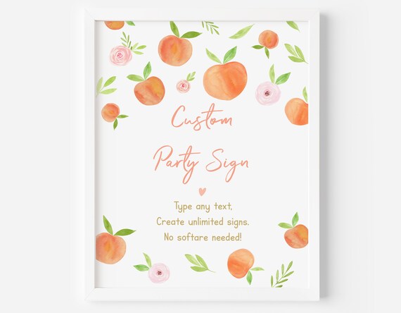 Editable Peach Birthday Sign Sweet As A Peach First Birthday Sign ...
