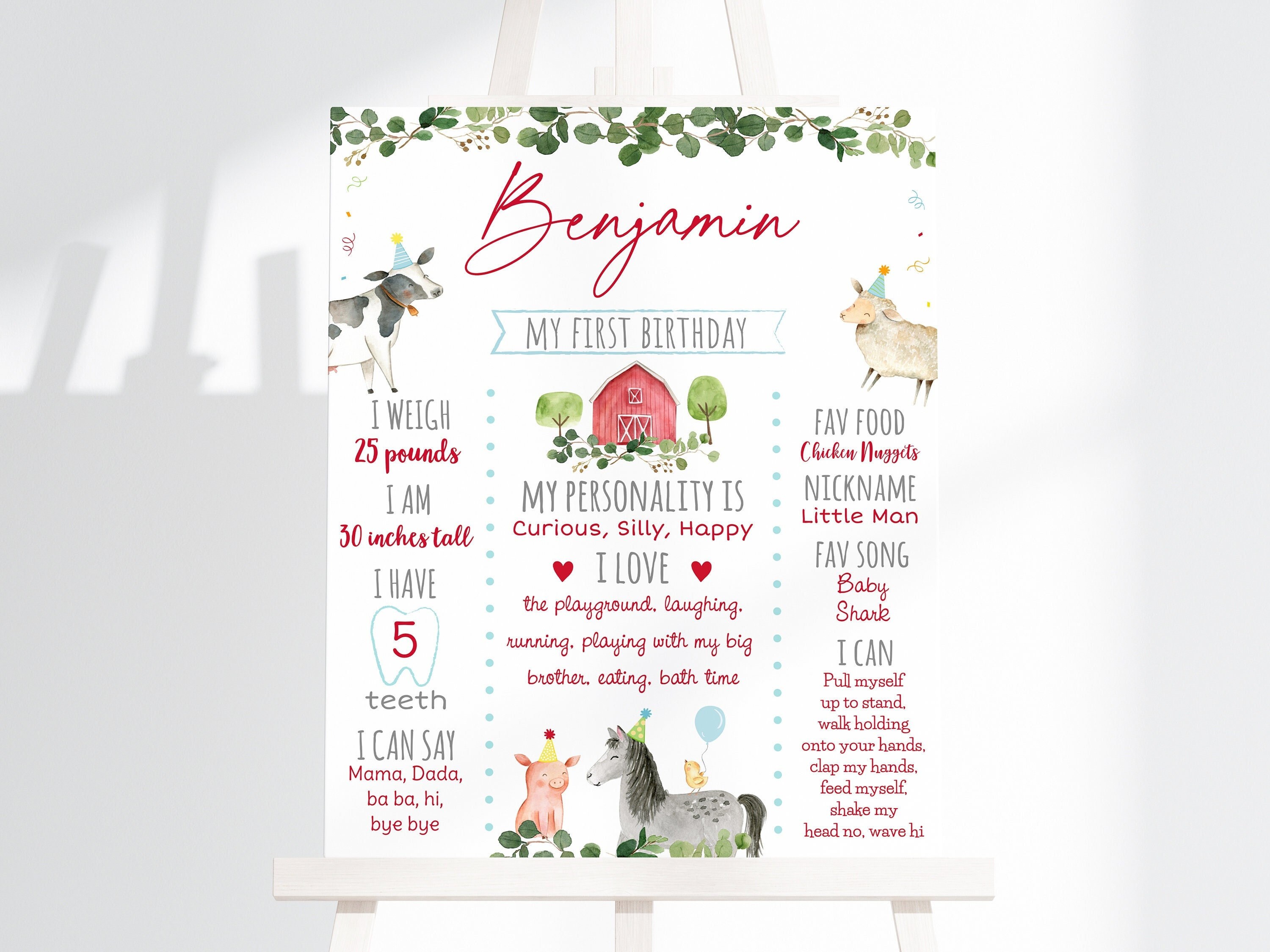 Editable Farm Birthday Milestone Poster Farm 1st Birthday Boy - Etsy