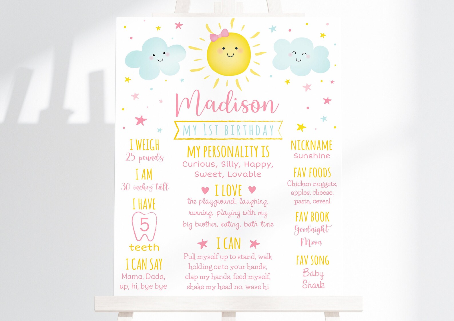 Editable Sunshine Birthday Milestone Sign Girl Sunshine Party Sunshine ...