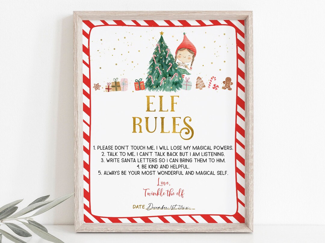 Editable Elf Rules Sign Christmas Elf Arrival Rules No - Etsy Portugal