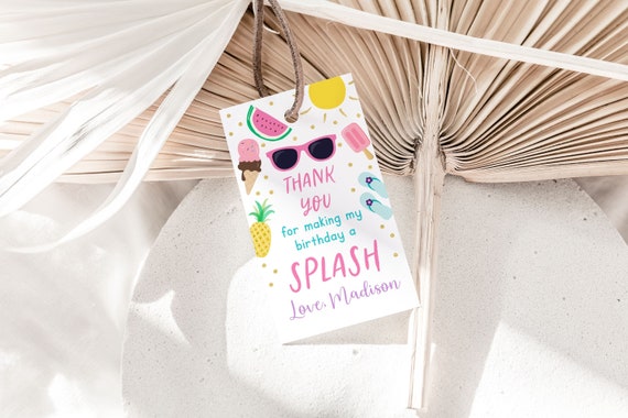 Editable Pool Party Thank You Tags Favor Tags Girls Pool Party - Etsy