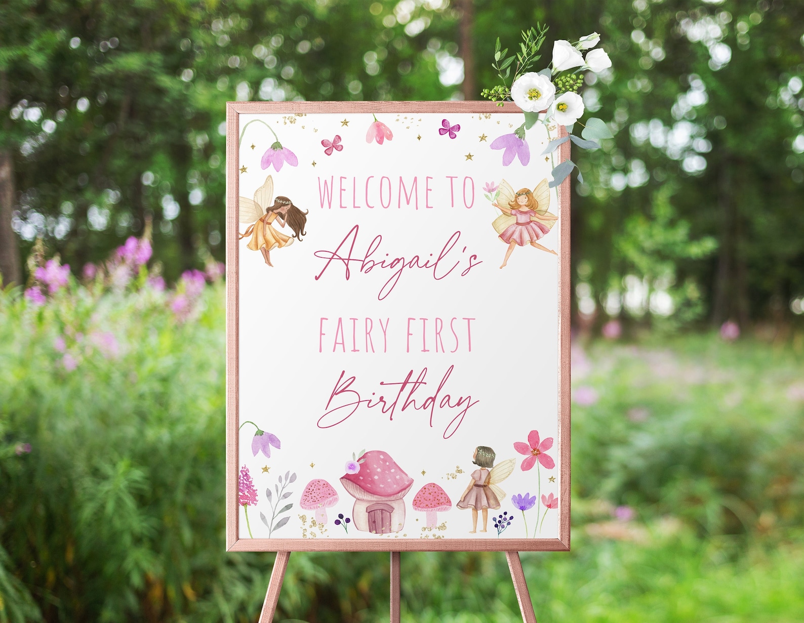 Editable Fairy First Birthday Welcome Sign Fairy Garden - Etsy