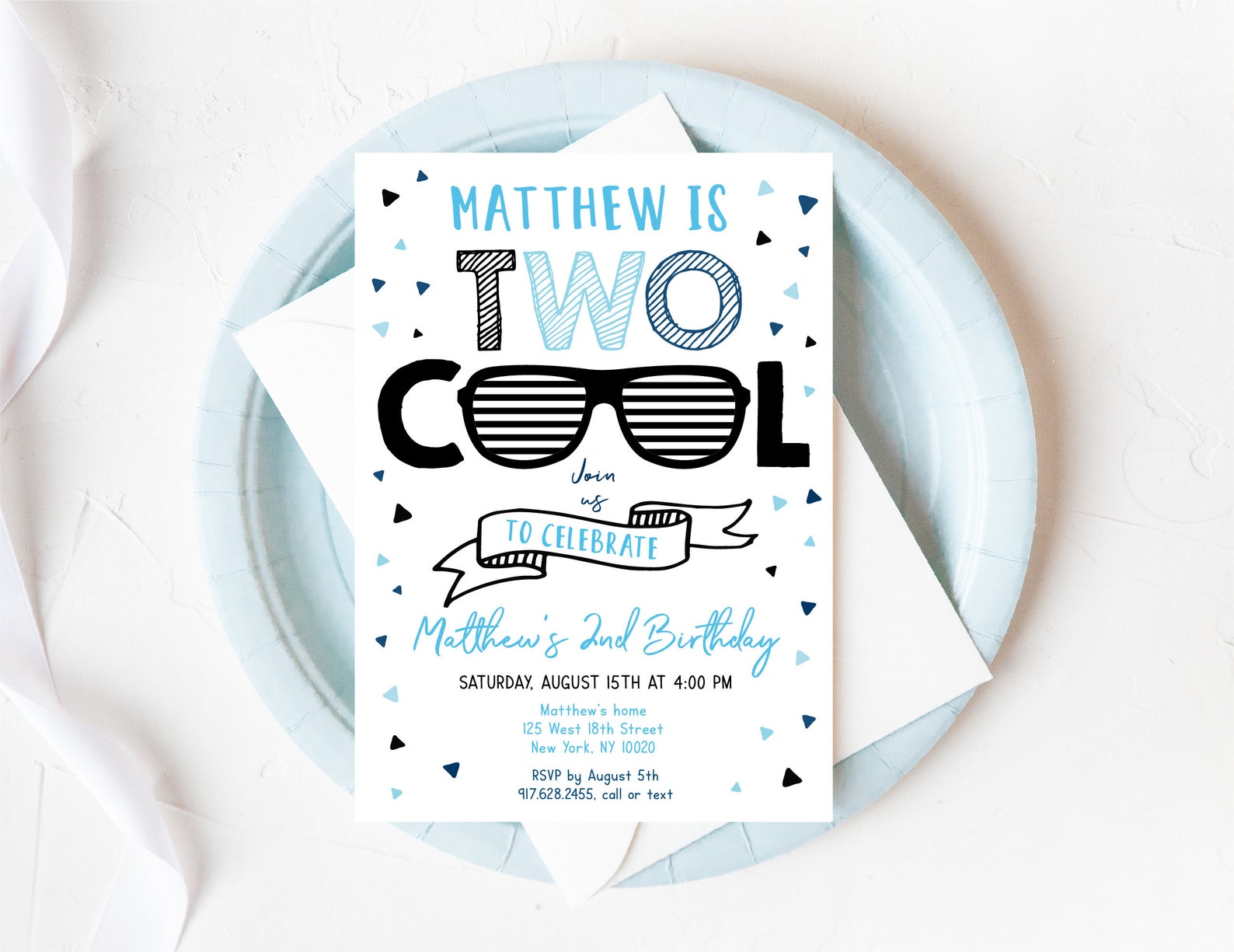 Editable Two Cool Birthday Invitation Two Cool Party | Etsy