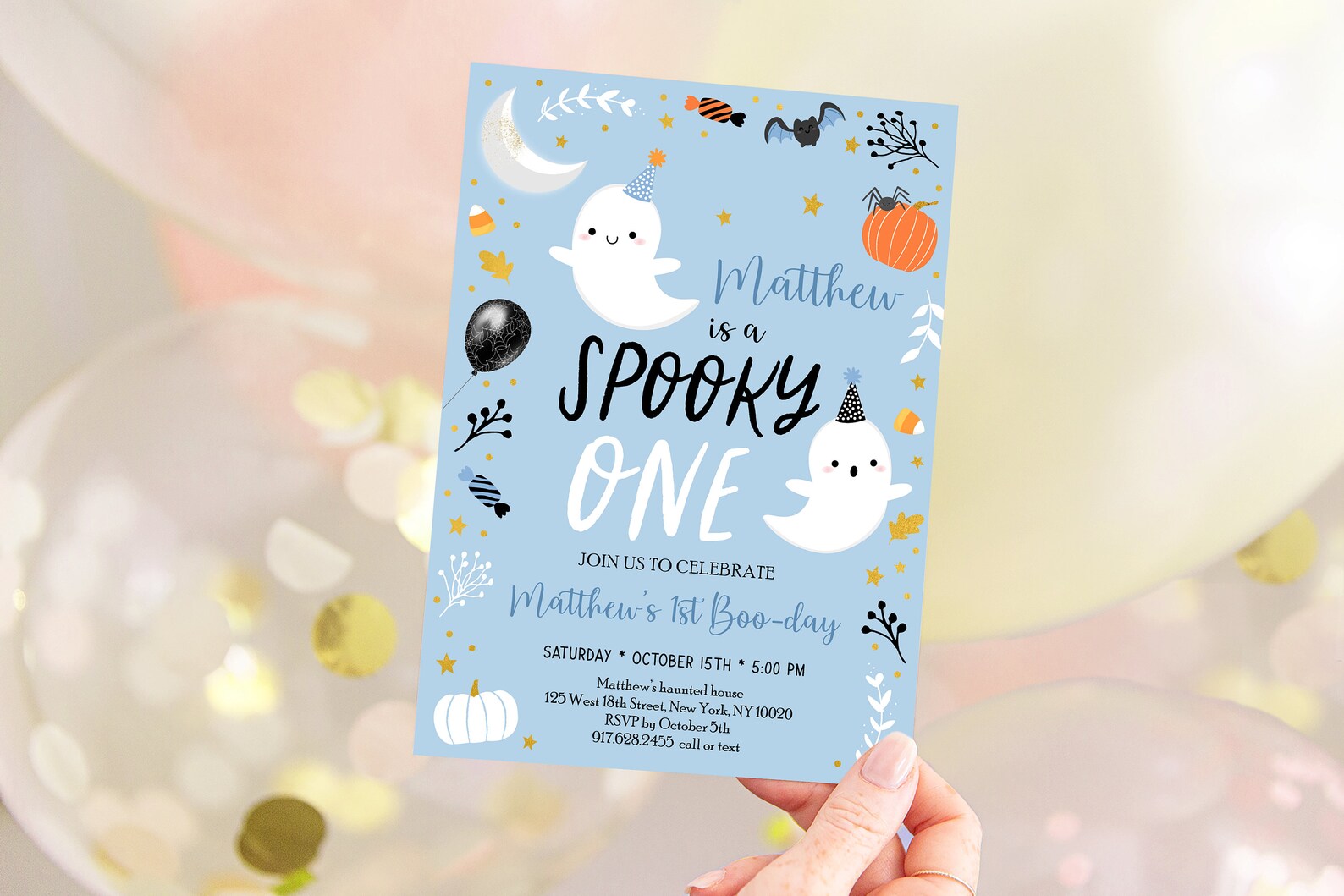 Editable Spooky One Ghost Birthday Invitation Halloween Ghost - Etsy