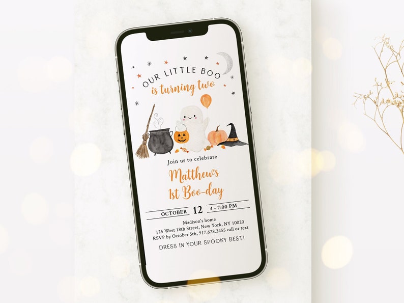 Editable Boo Ghost Second Birthday E-invitation Boo Turning Two Invite ...