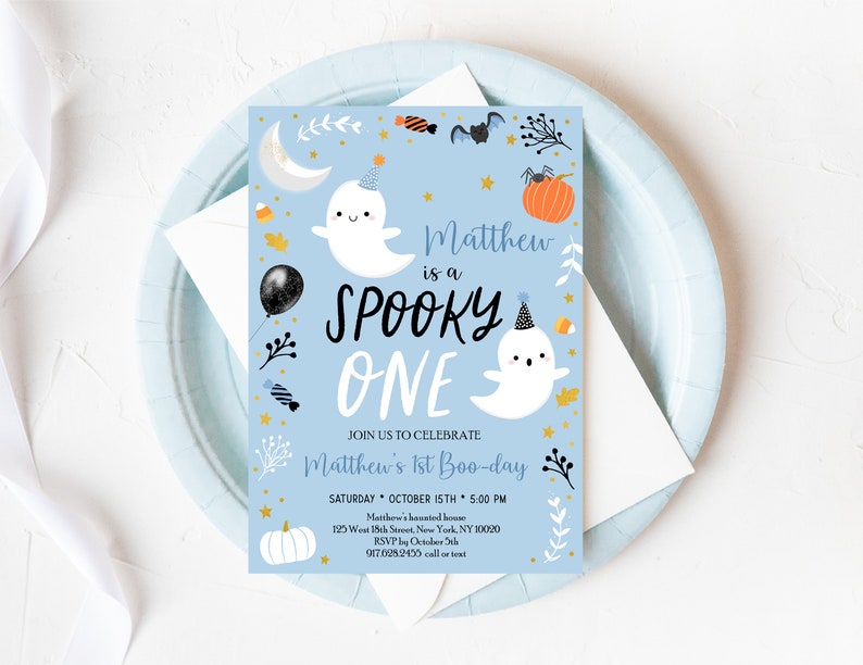 Editable Spooky One Ghost Birthday Invitation Halloween Ghost - Etsy