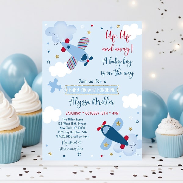 Airplane Baby Shower Invitations - Etsy