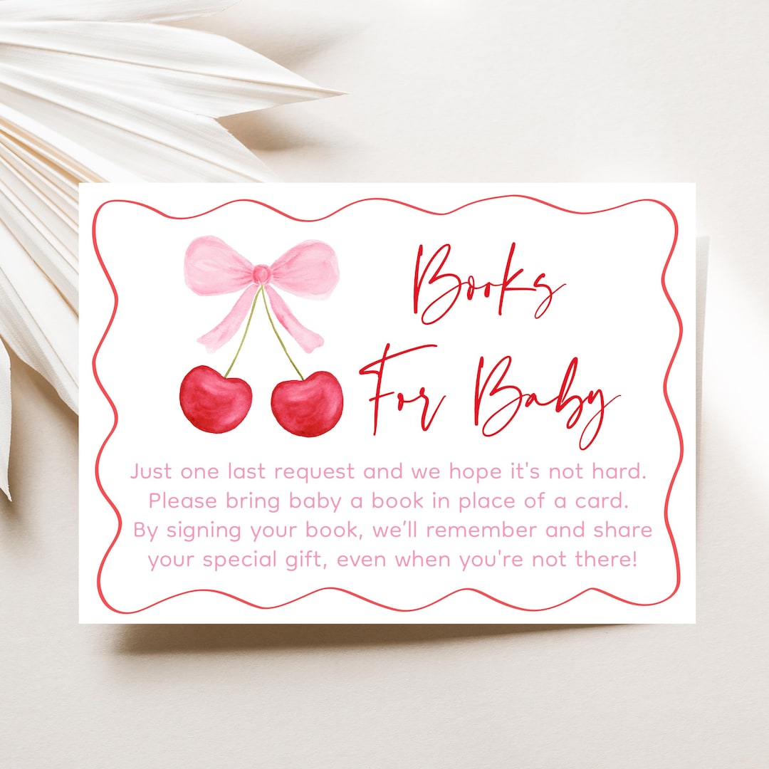 Cherry Baby Shower Book Request Cards, Cherry on Top Baby Shower ...