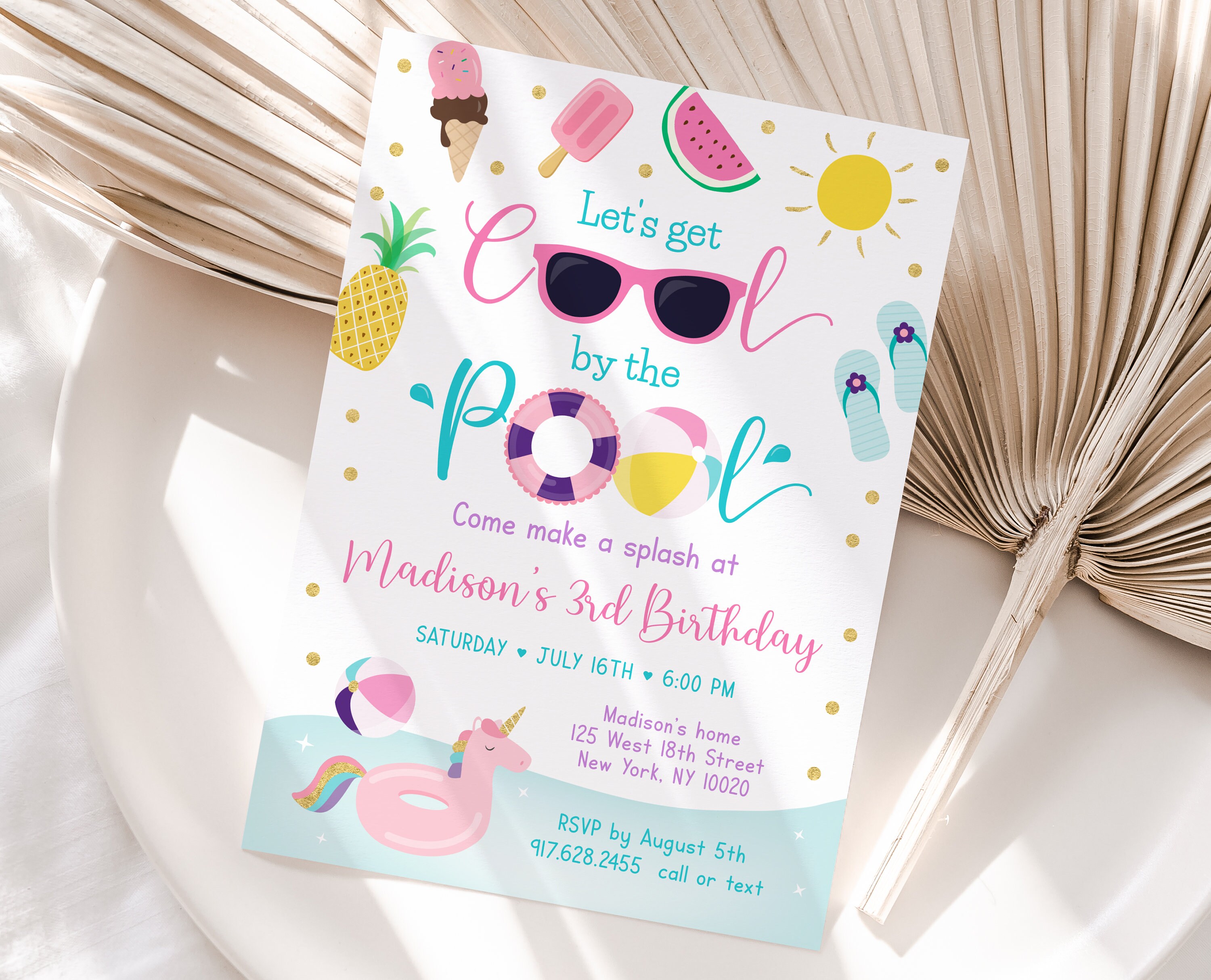 Editable Pool Party Birthday Invitation Girls Pool Party - Etsy Australia