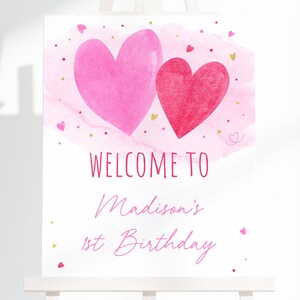 Editable Little Sweetheart Welcome Sign Pink Gold Hearts - Etsy