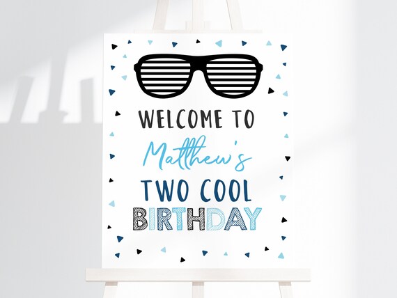 Editable Two Cool Birthday Welcome Sign Two Cool Party 2nd | Etsy