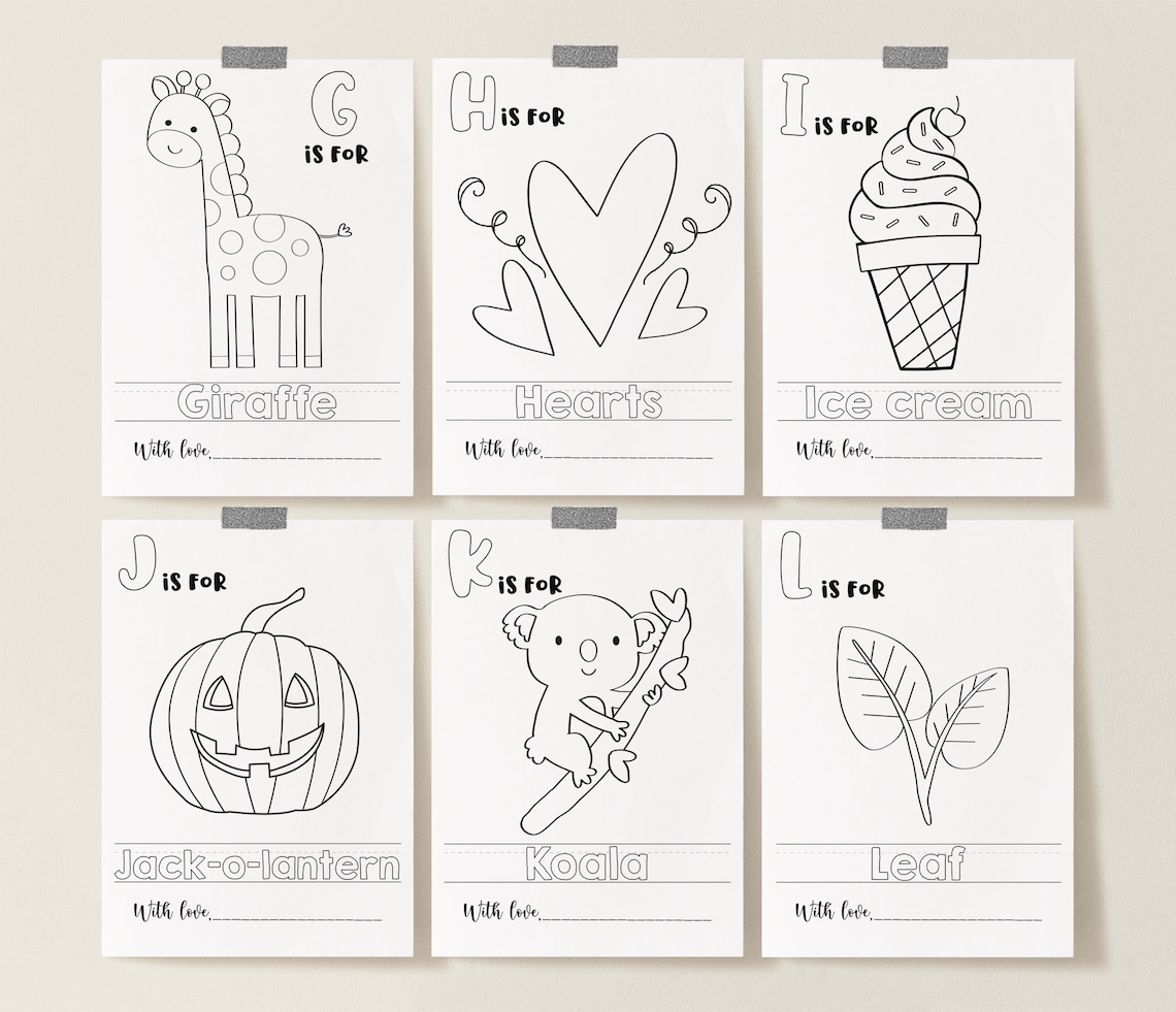 ABC Book Baby Shower Game Woodland Greenery Alphabet Coloring - Etsy