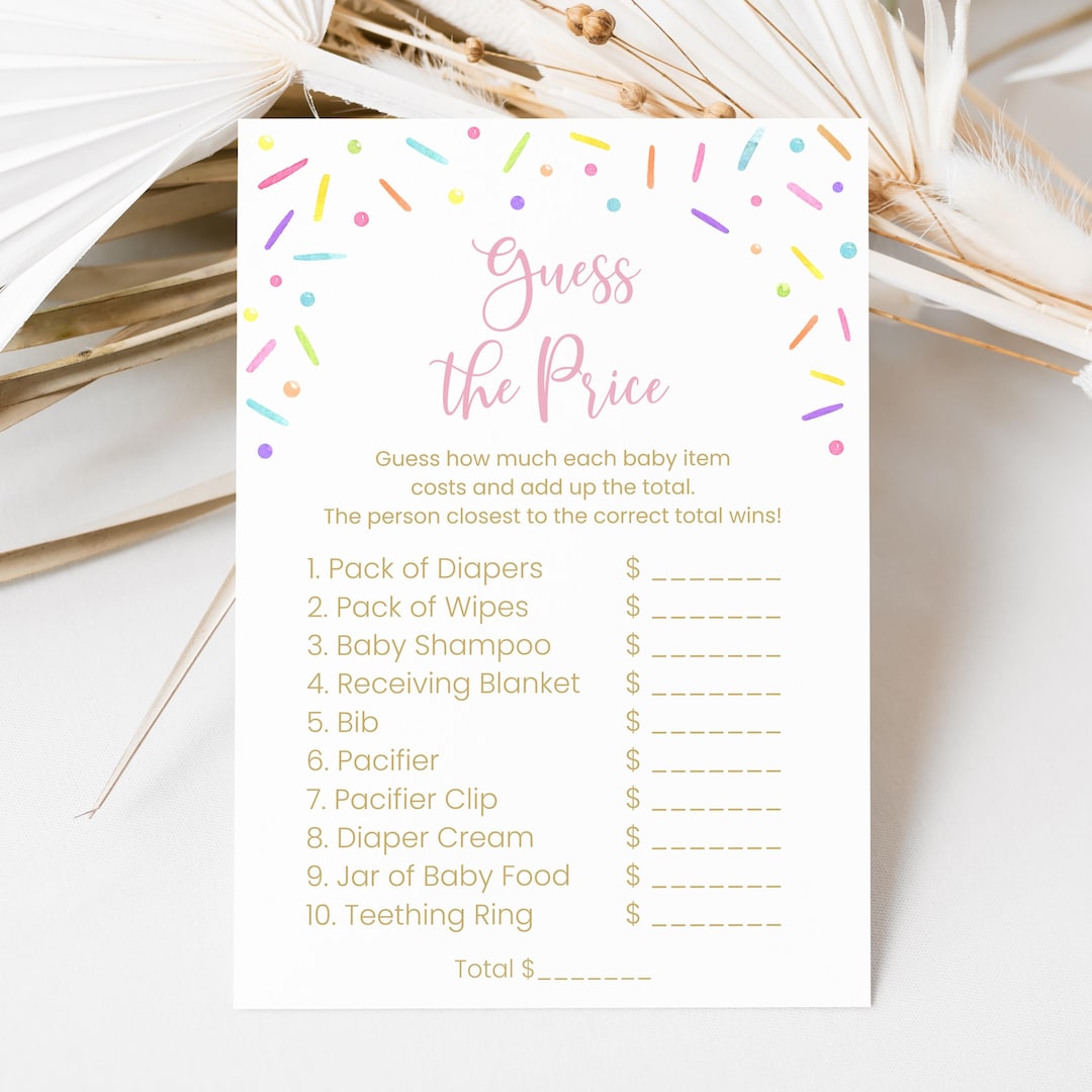 Editable Pink Baby Sprinkle Guess the Price Game, Sprinkled With Love ...