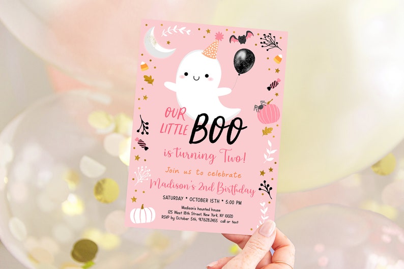 Editable Little Boo Birthday Invitation BOO Turning Two | Etsy