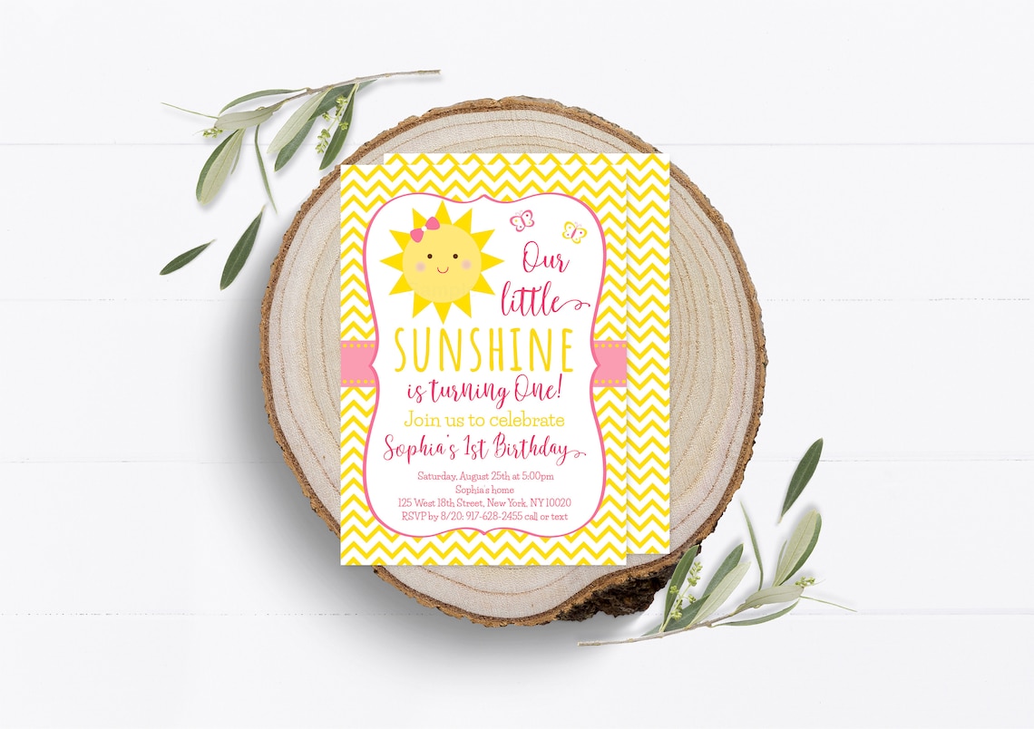 EDITABLE Sunshine Birthday Invitation You Are My Sunshine - Etsy