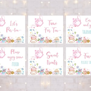 Editable Tea Party Birthday Signs Table Signs Set of 6 Let's Par-tea ...