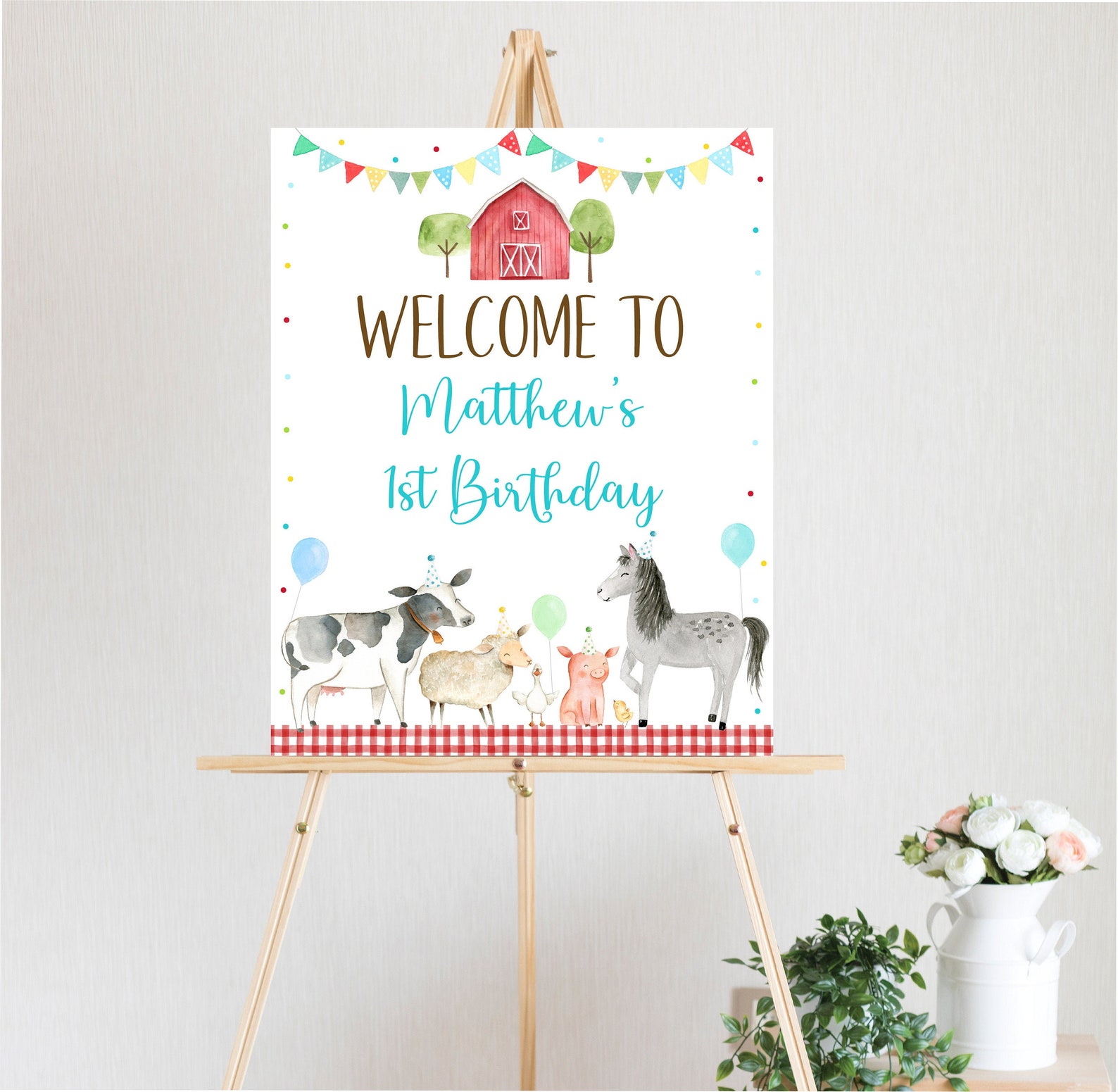Editable Farm Birthday Welcome Sign Boy Farm Party Barnyard - Etsy