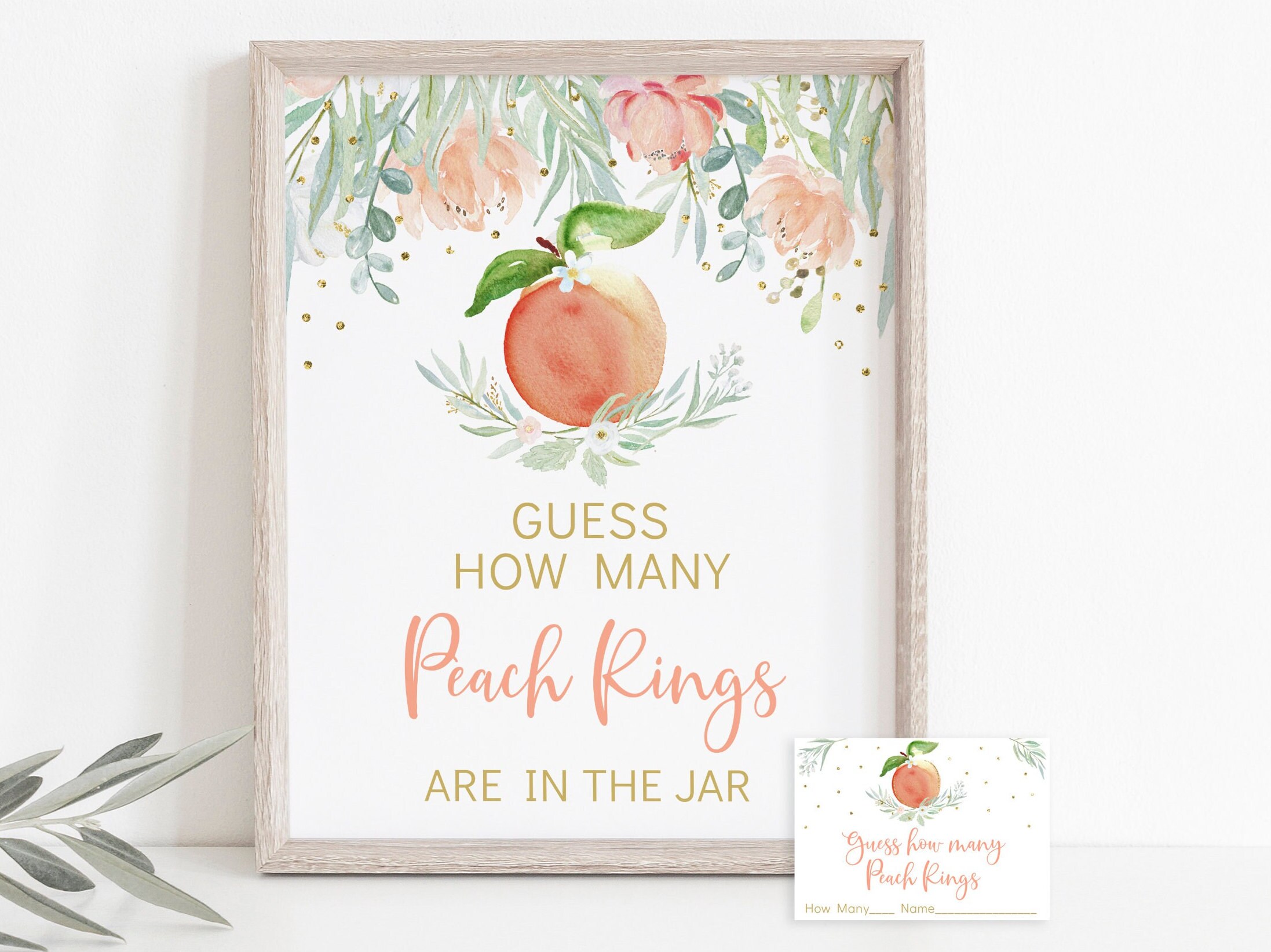 Peach Floral Guess How Many Peach Rings Baby Shower Game Little Peach ...