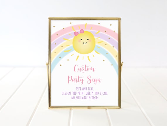 Editable Rainbow Sunshine Birthday Sign Rainbow Party Sign | Etsy