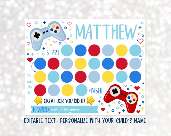 Editable Video Game Reward Chart, Video Game Sticker Chart, Boy Video ...