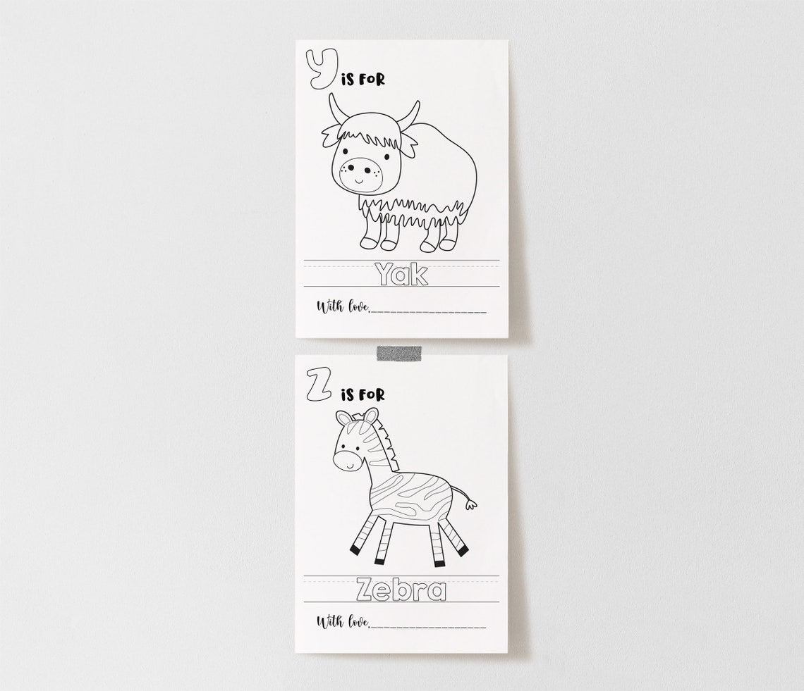 ABC Book Baby Shower Game Woodland Greenery Alphabet Coloring - Etsy