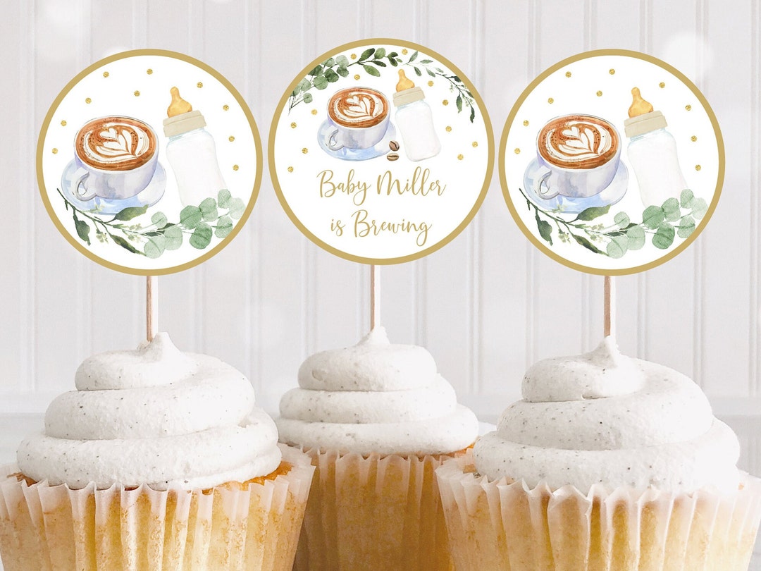 Editable Baby is Brewing Cupcake Toppers Baby is Brewing Baby Shower ...