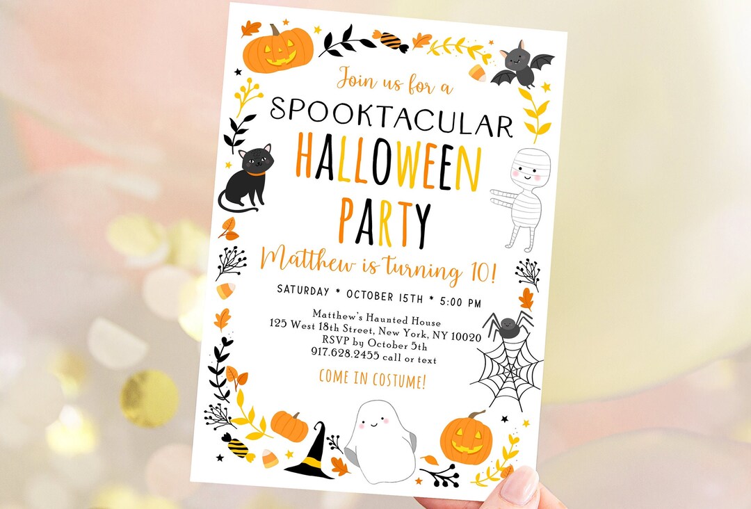Editable Halloween Party Invitation Halloween Birthday Invitation ...