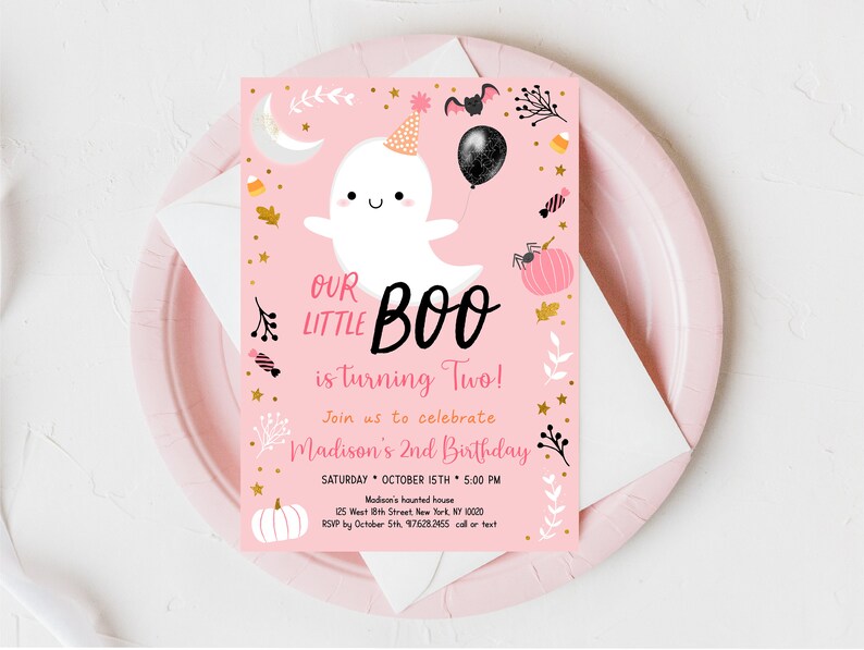 Editable Little Boo Birthday Invitation BOO Turning Two | Etsy