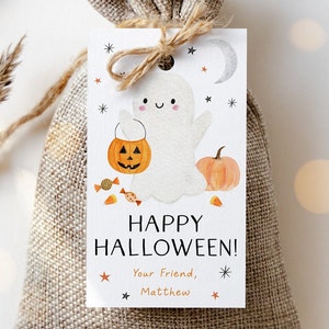 Editable Happy Halloween Favor Tags Boo Ghost Halloween Treat Tags ...
