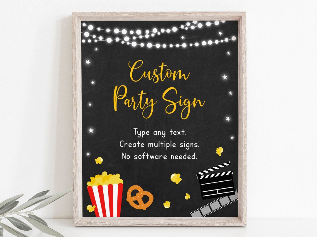 Editable Movie Night Birthday Sign Backyard Movie Night Movie Under the ...