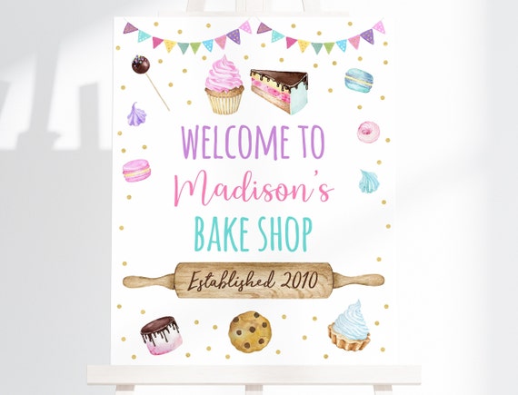 Editable Baking Party Birthday Welcome Sign Baking Birthday Girls ...