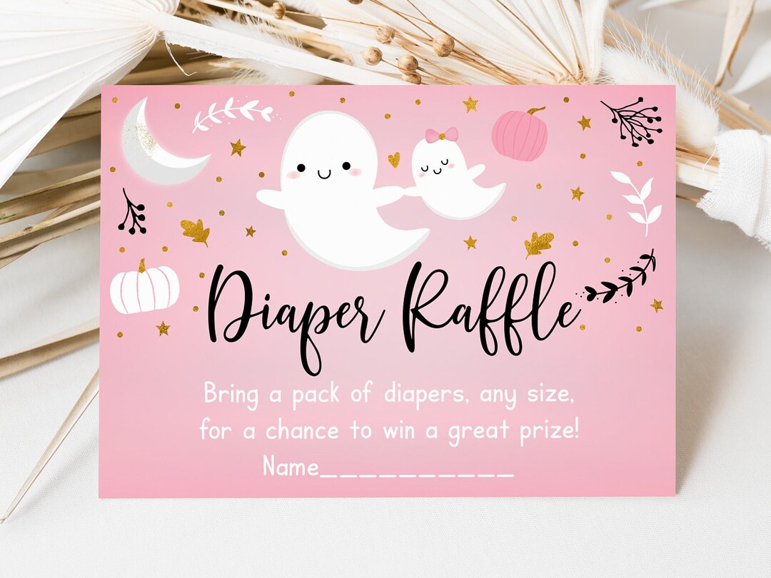 Ghost Baby Shower Diaper Raffle Cards Little Boo Baby Shower Pink Girl ...
