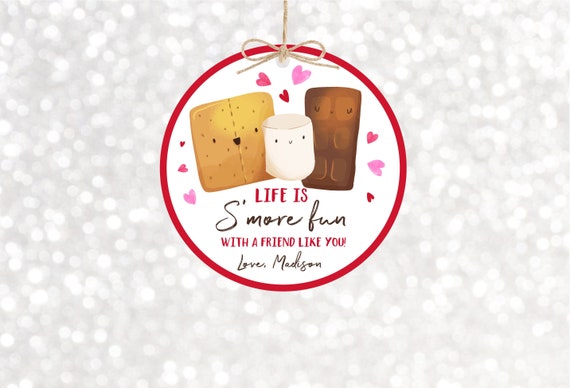 Editable Valentine's Day S'mores Tag S'mores Valentine's Day Favor Tags ...
