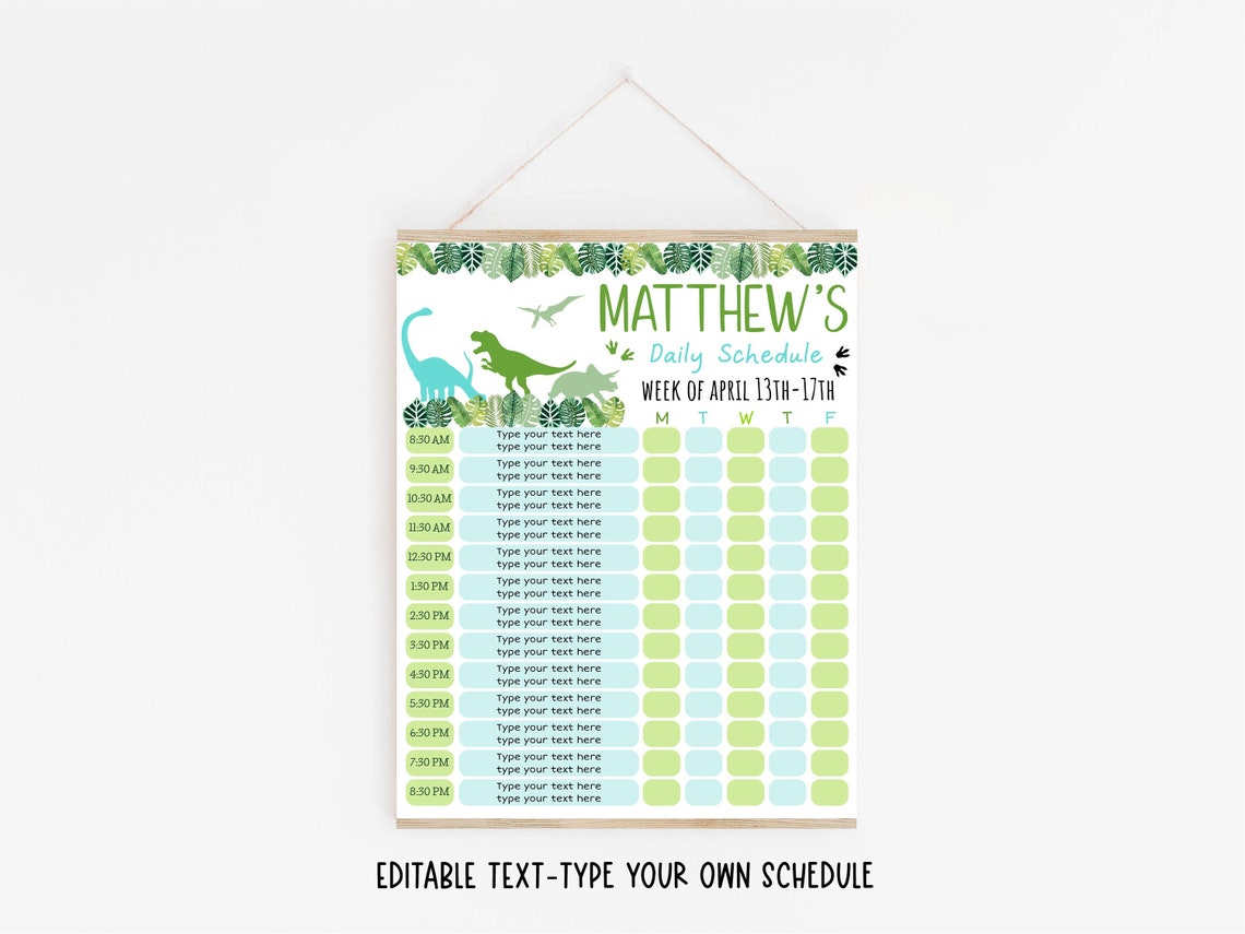 EDITABLE Home School Schedule Dinosaur Boys Daily Routine - Etsy