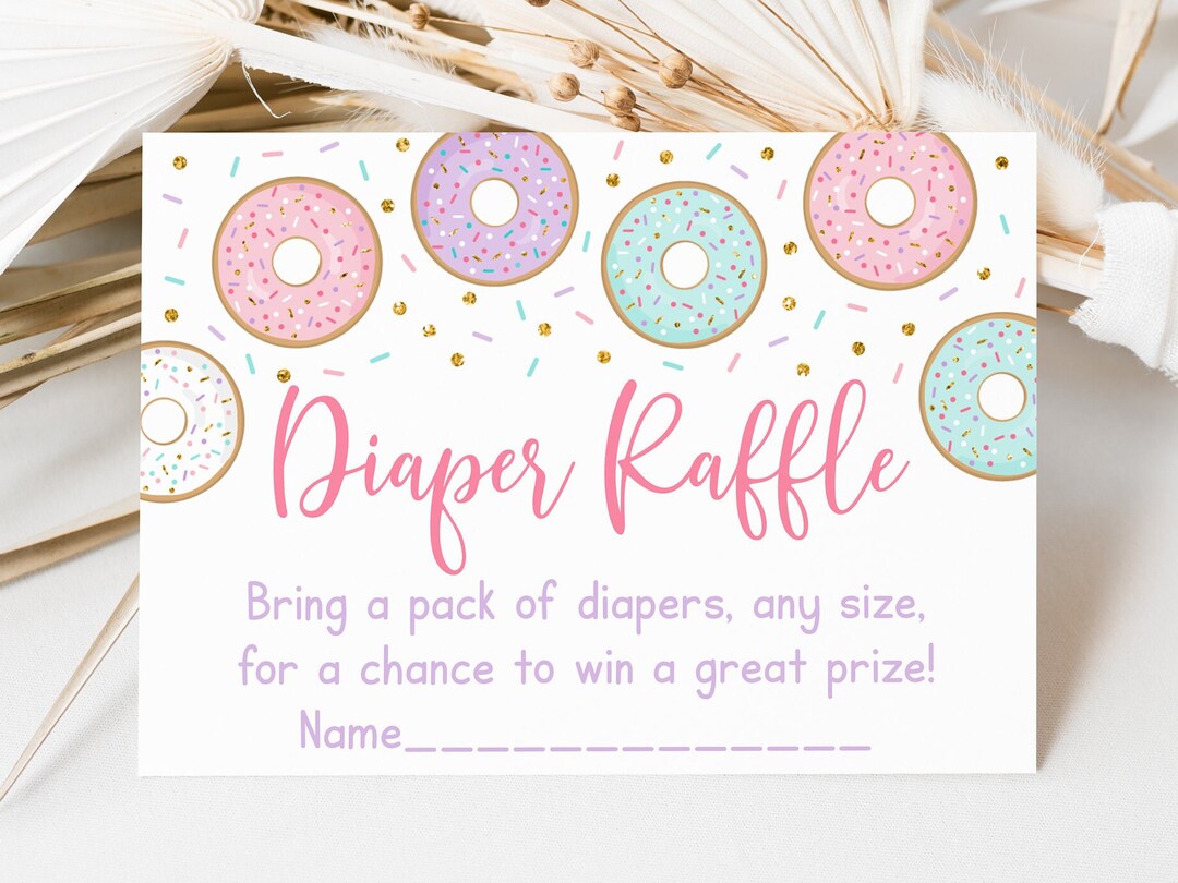 Donut Diaper Raffle Cards, Donut Baby Shower, Pink Gold Donut, Donuts ...