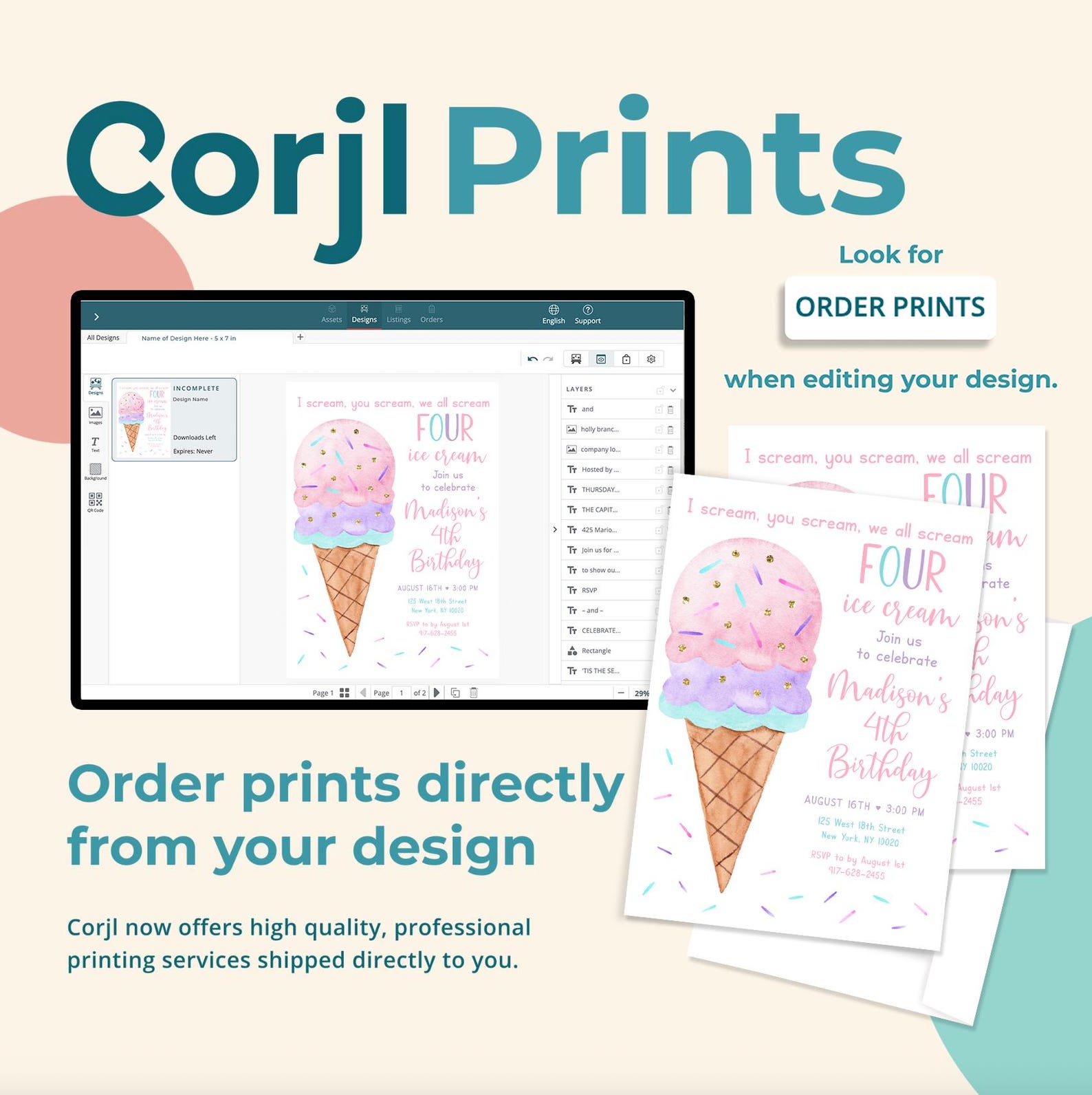 Editable Ice Cream Birthday Invitation I Scream You Scream We All ...